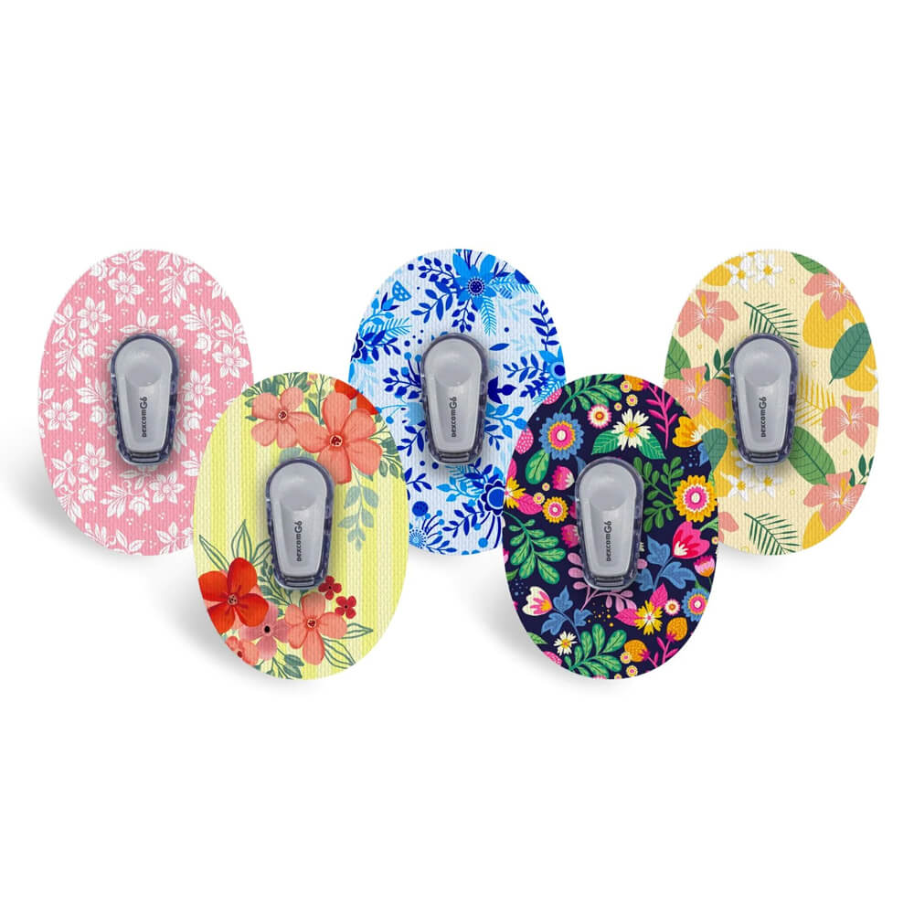 Summer Flowers Pack Dexcom G6/One Patches - 5 Pack - Diabetes UK Shop