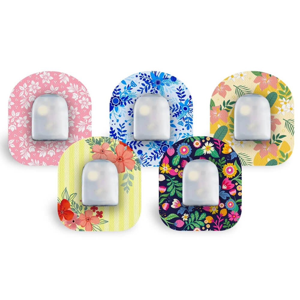 Summer Flowers Pack Omnipod Patches - 5 Pack - Diabetes UK Shop