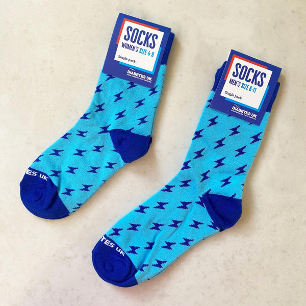 Blue Lightning Bolt Diabetes UK Socks - Diabetes UK Shop