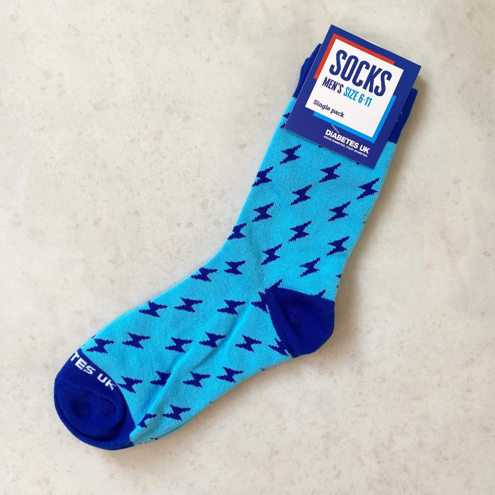 Blue Lightning Bolt Diabetes UK Socks - Diabetes UK Shop