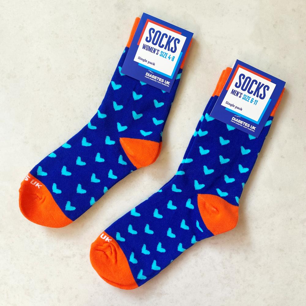 Blue Hearts Diabetes UK Socks - Diabetes UK Shop