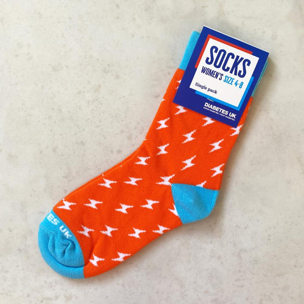 Orange Lightning Bolt Diabetes UK Socks - Diabetes UK Shop