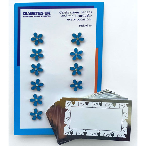 Blue Flower Badges (Pack of 10) - Diabetes UK Shop